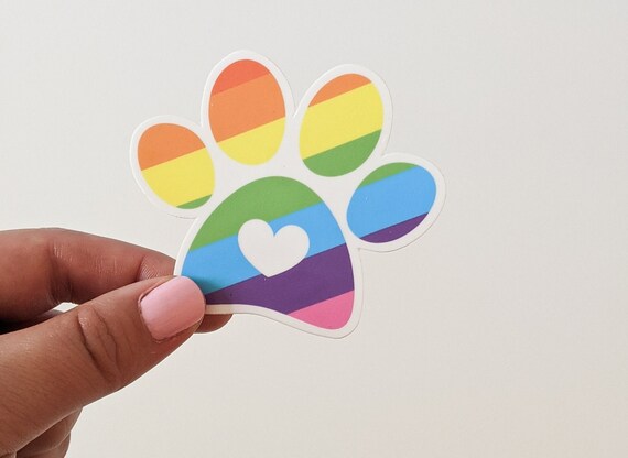 Rainbow Dog Paw Vinyl Sticker Pride Paw Sticker Dog Mom - Etsy
