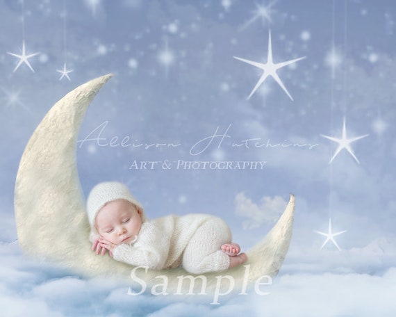 Paper Moon Newborn Digital Backdrop | Etsy