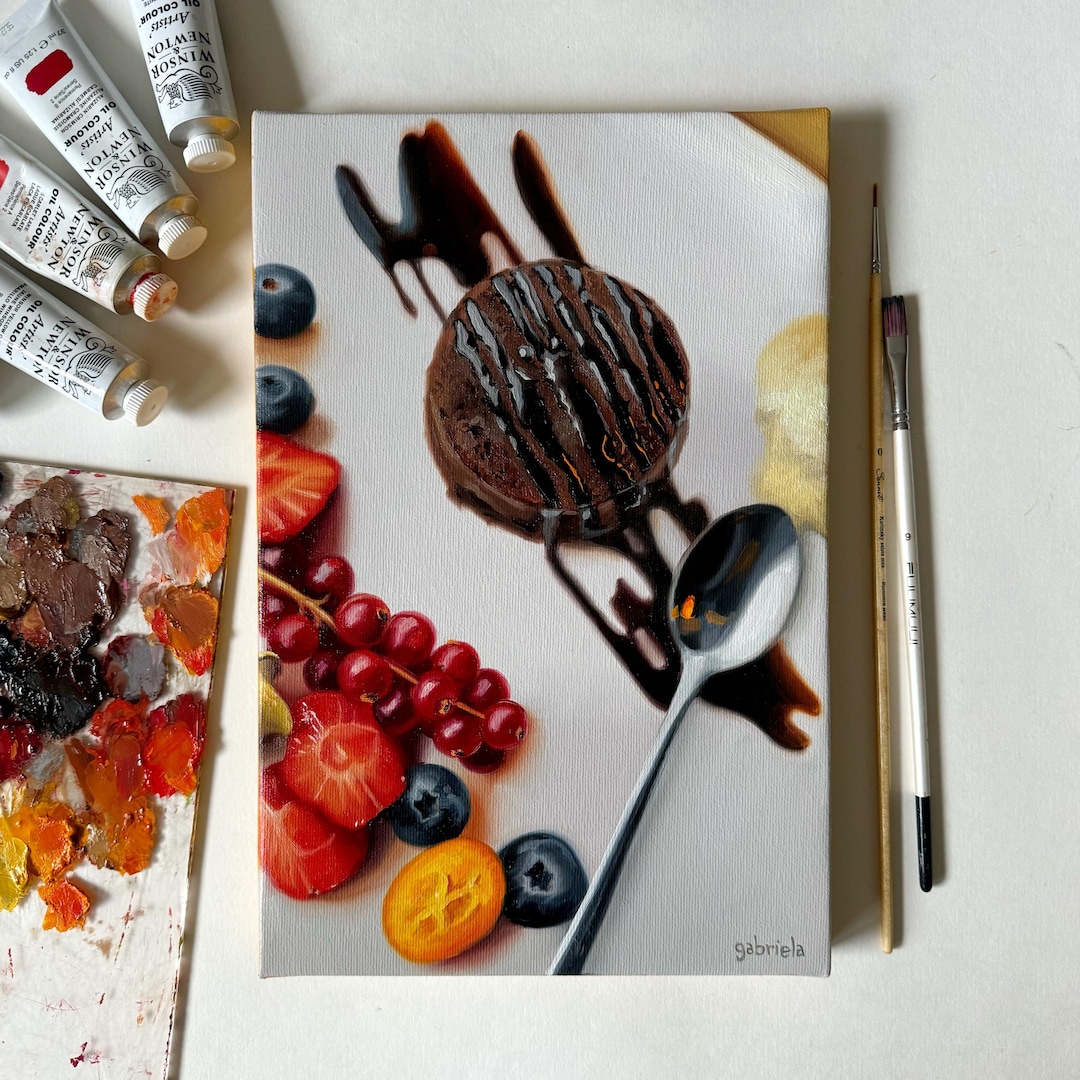 The Moment - Dessert Original Oil Painting - Food Realism - Fruits ...