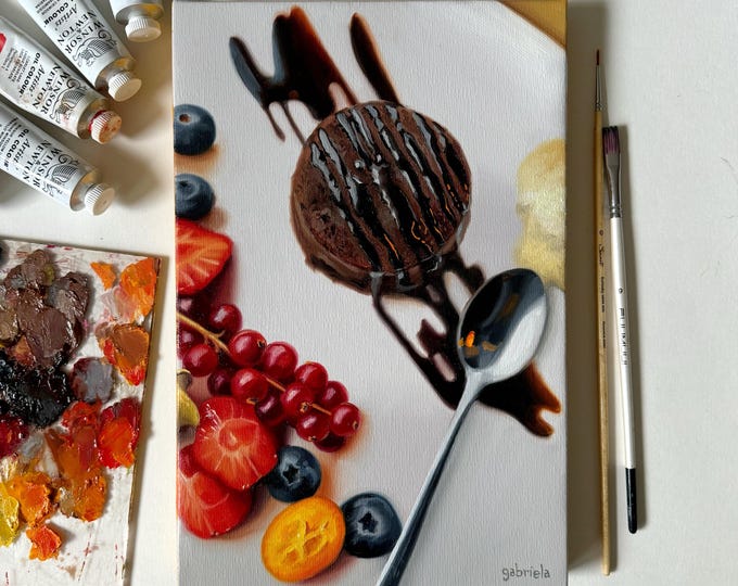 The Moment - Dessert Original Oil Painting - Food Realism - Fruits ...