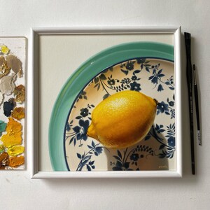 The Balance Lemon Original Oil Painting Food Realism Plate of Fruits ...
