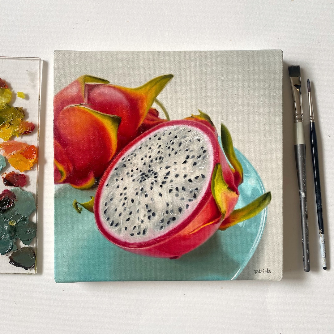 Tropical Dream - Dragon Fruit Original Oil Painting - Food Realism ...