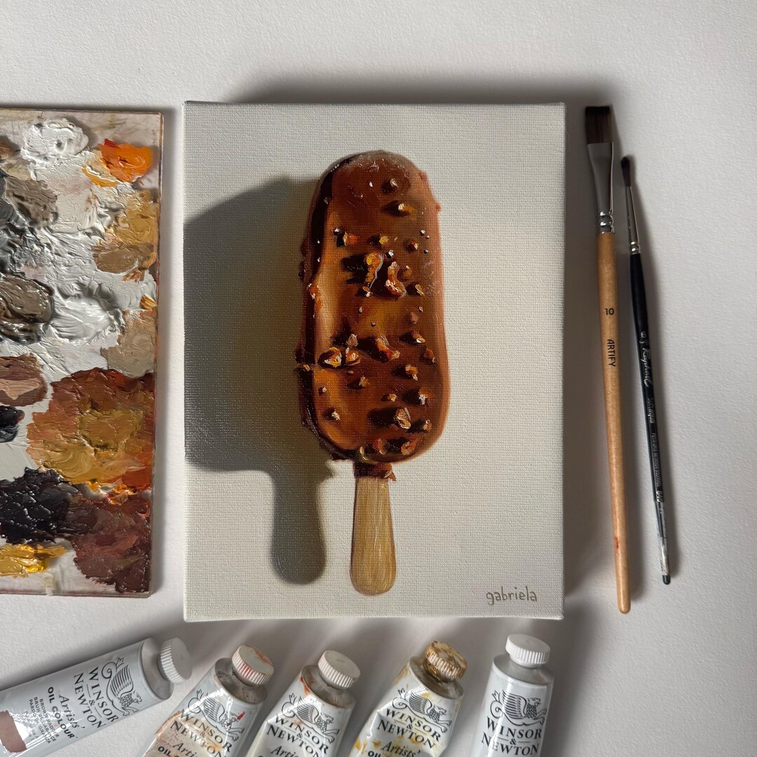 Anytime - Ice Cream Original Oil Painting - Chocolate Ice Cream - Food ...