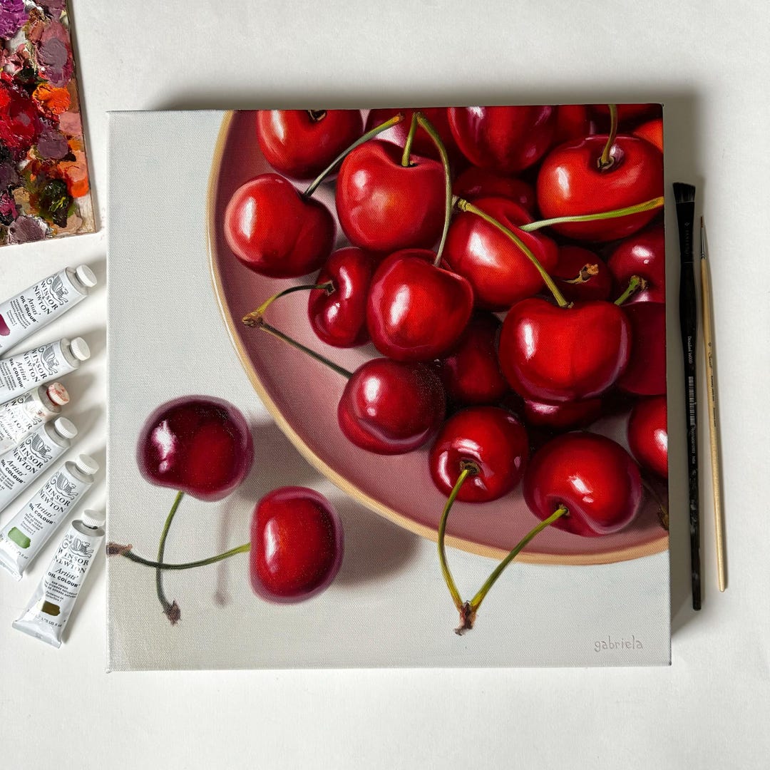 Invincible Summer - Cherries Original Oil Painting - Food Realism ...