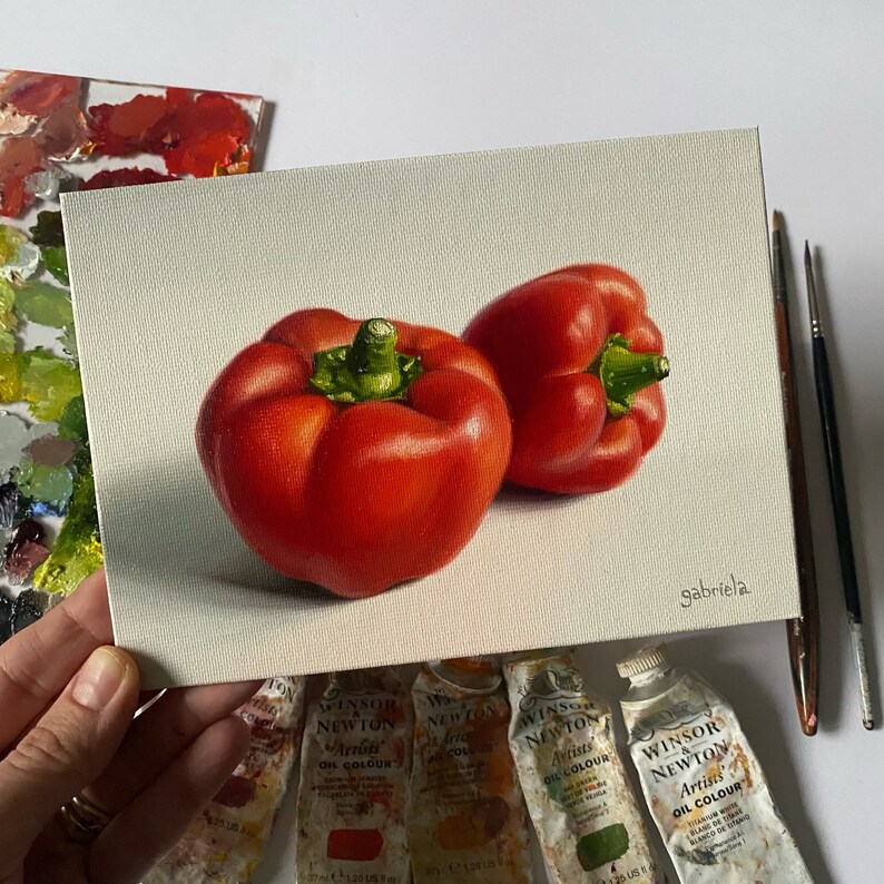 Bell Peppers - Bell Pepper Original Oil Painting - Vegetables Realistic ...