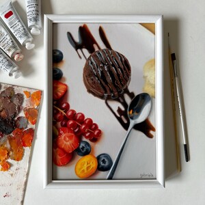 The Moment - Dessert Original Oil Painting - Food Realism - Fruits ...