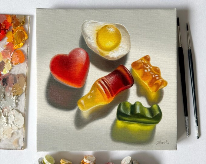 Treasures - Candies Original Oil Painting - Gummy Bears - Food Realism ...