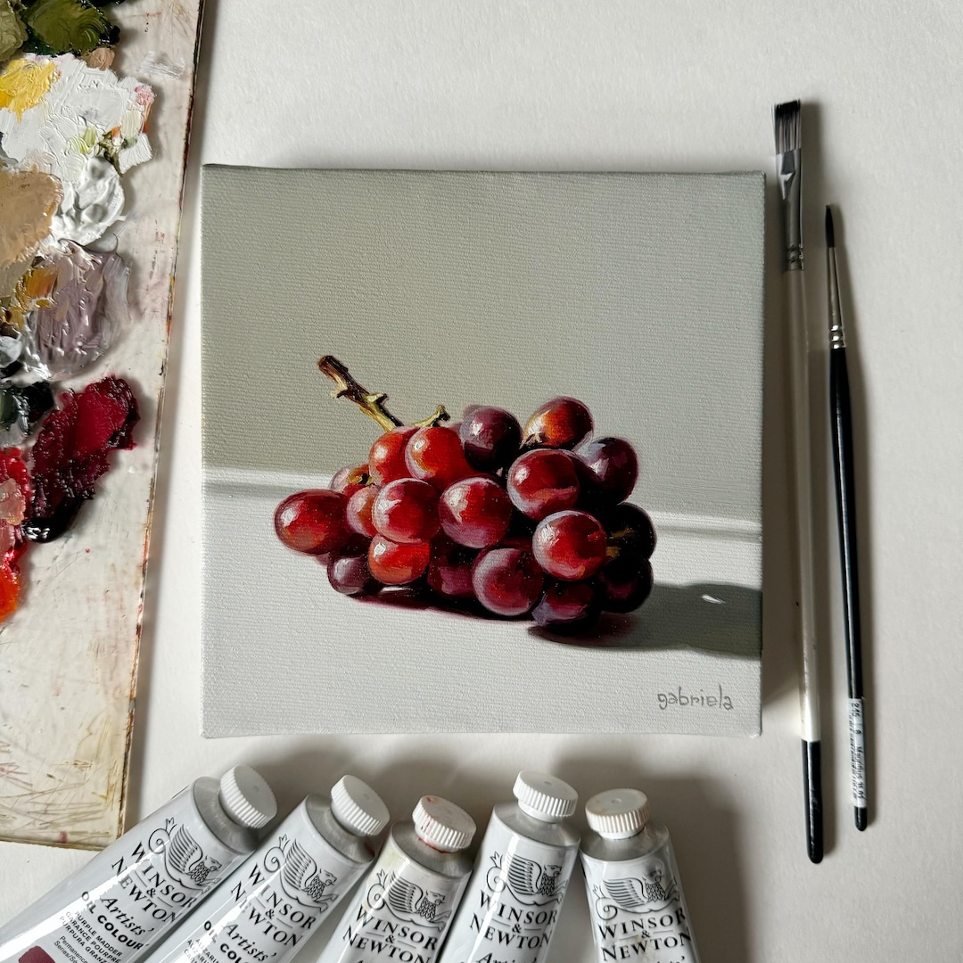 Illuminated - Grapes Original Oil Painting - Realism Wall Art - Food ...
