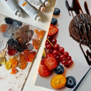 The Moment - Dessert Original Oil Painting - Food Realism - Fruits ...