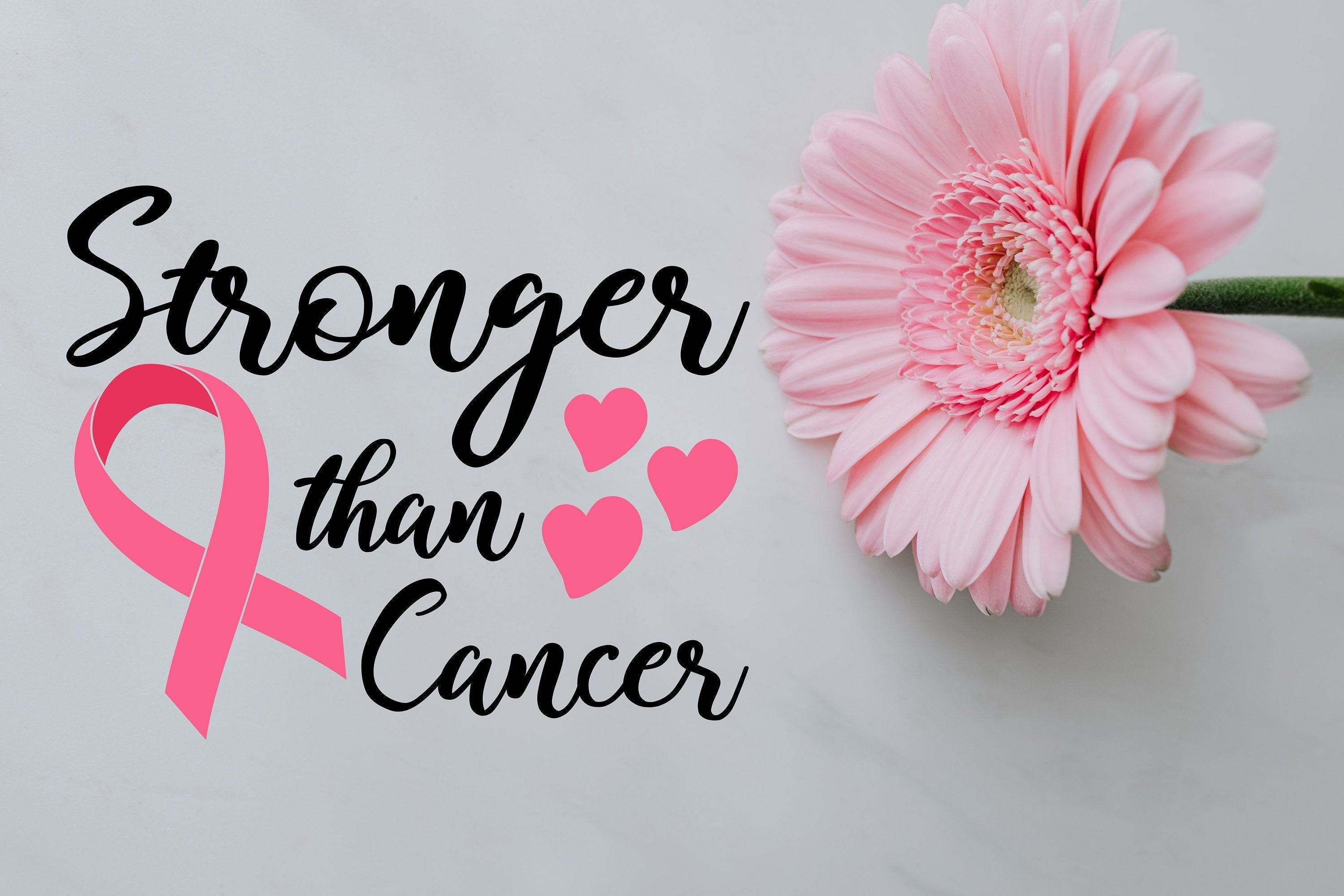 Stronger Than Cancer Svg With Awareness Ribbon Svg Pink | Etsy