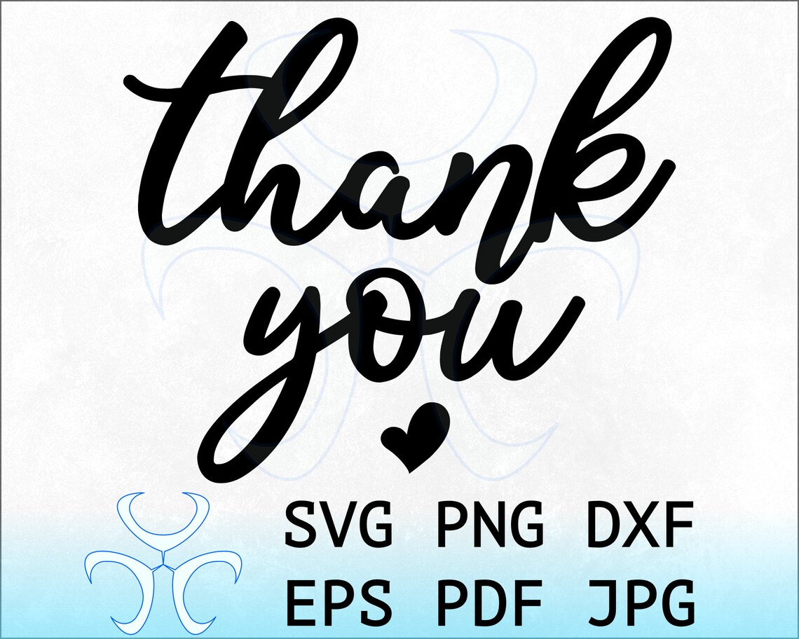 Thank You Hand Lettered Svg Clipart Heart Thank You Sign Svg | Etsy