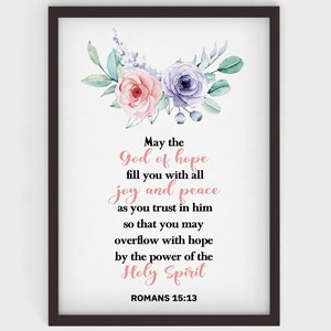 Romans 15 13 Print, Printable Wall Art Scripture, May the God of Hope ...