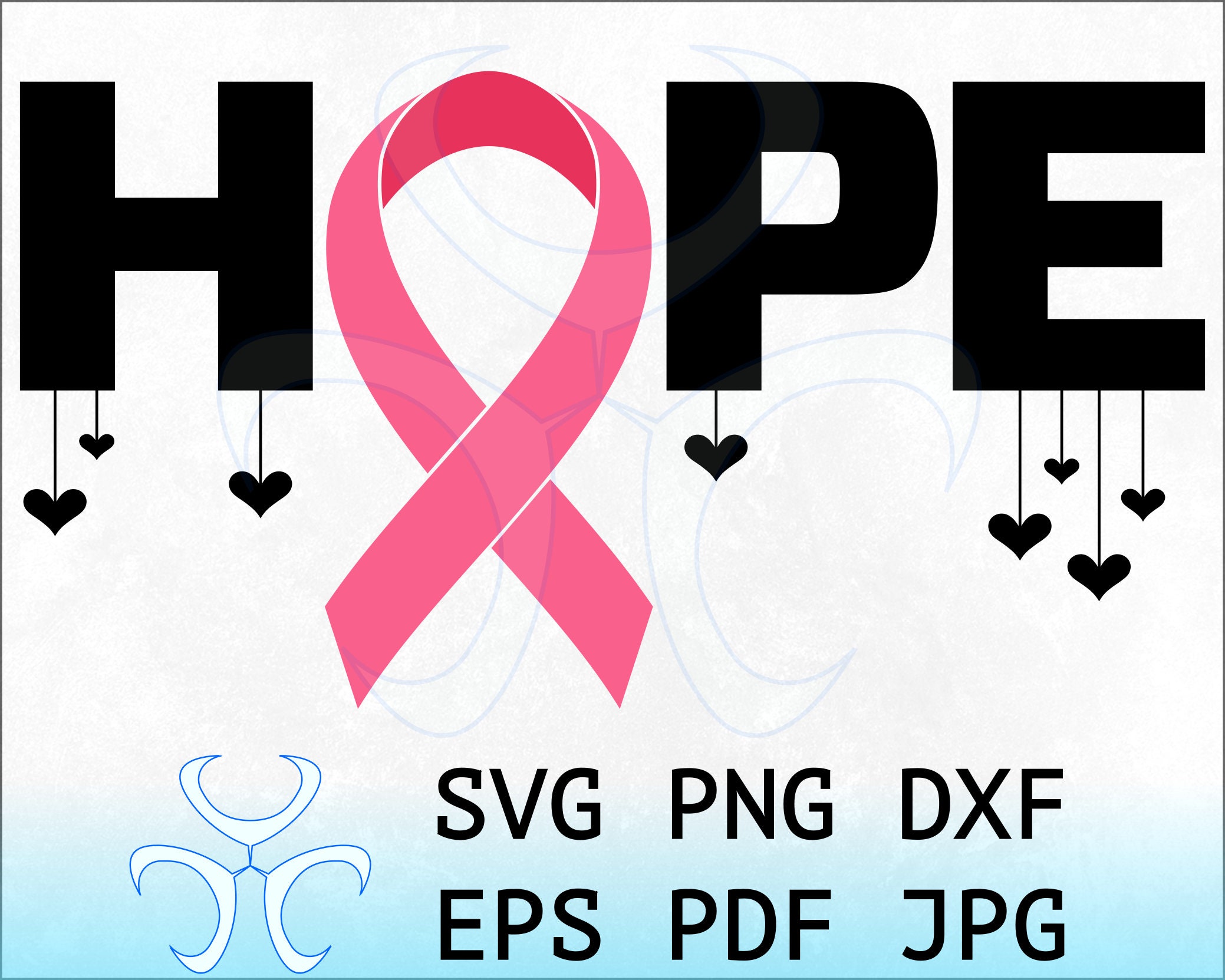 Breast Cancer Hope SVG Clipart: Pink Ribbon Design (digital Download ...