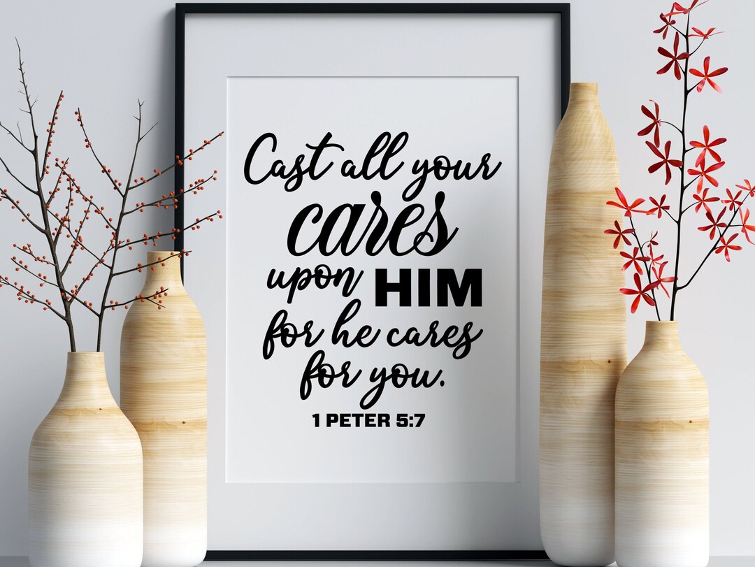 Cast All Your Cares on Him for He Cares for You Bible Verse Svg Clipart ...