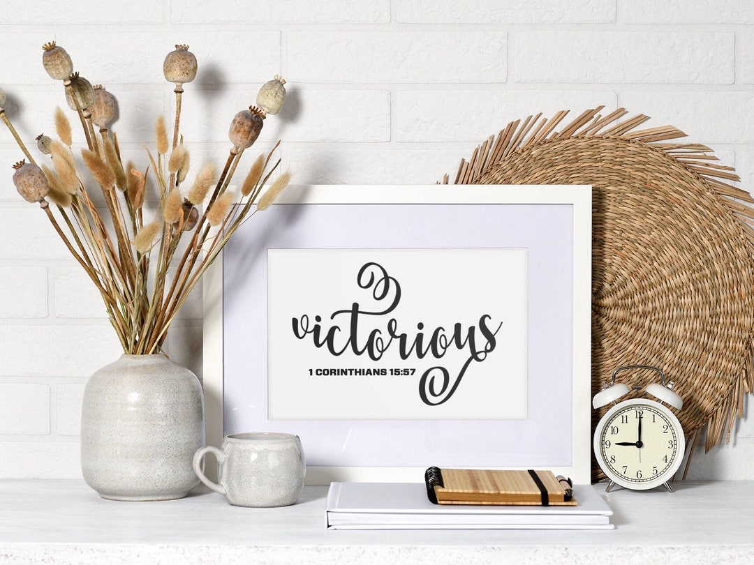 Victorious Swirl Svg Print and Cut File, Christian Scripture Quote ...