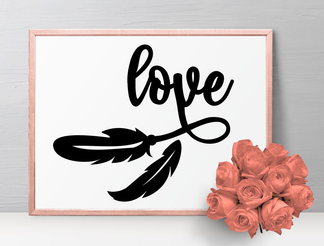 Love Feather Svg Clipart Design Cut File for Couples, Loving You Png ...