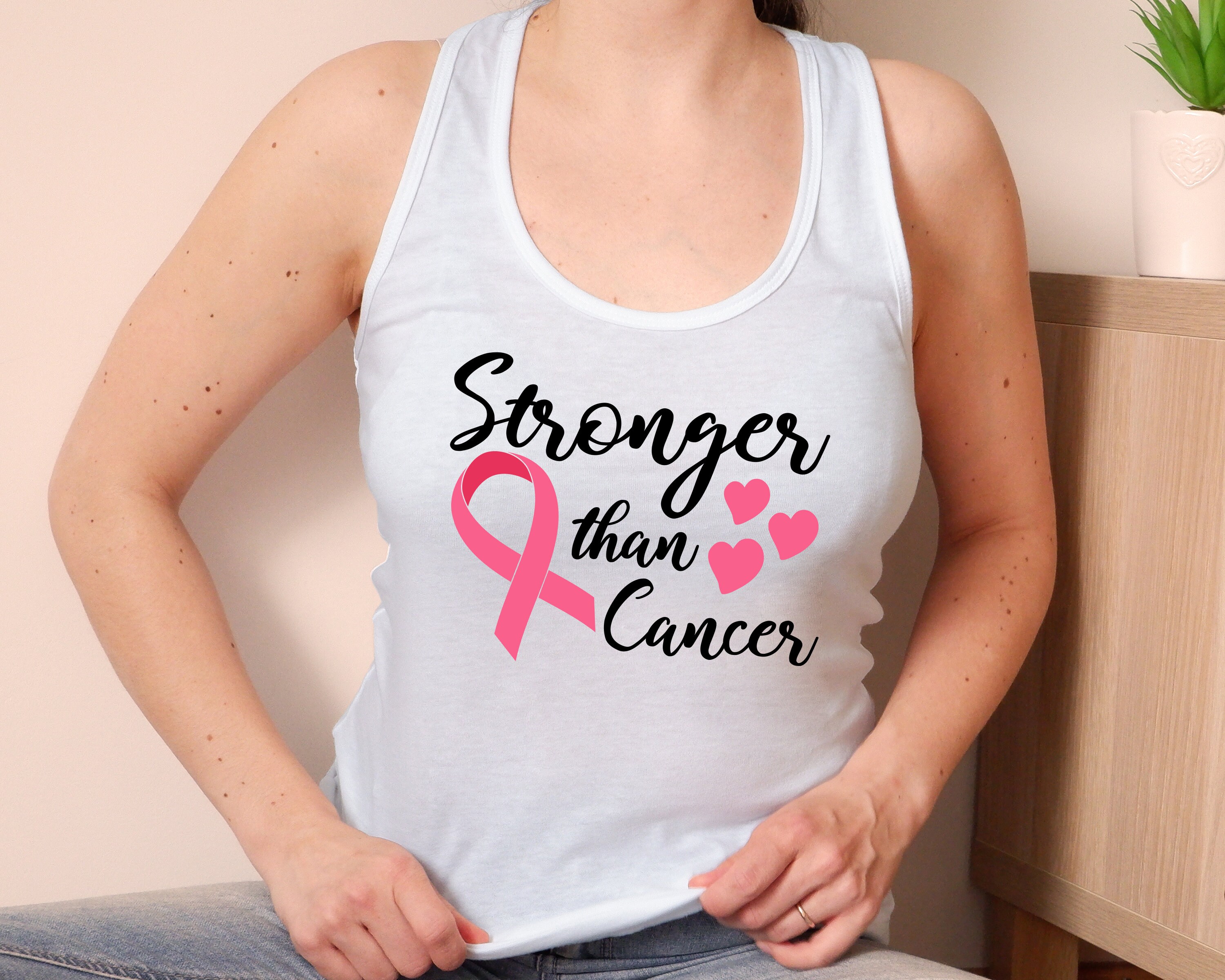 Stronger Than Cancer Svg With Awareness Ribbon Svg Pink | Etsy