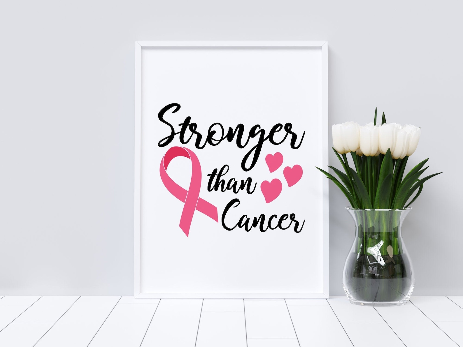 Stronger Than Cancer Svg With Awareness Ribbon Svg Pink | Etsy