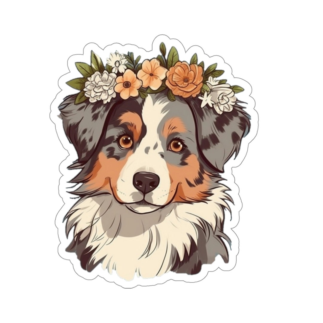 Flower Crown Aussie Sticker Wigglebutt Dog Lover Gift Idea Aussie Owner ...