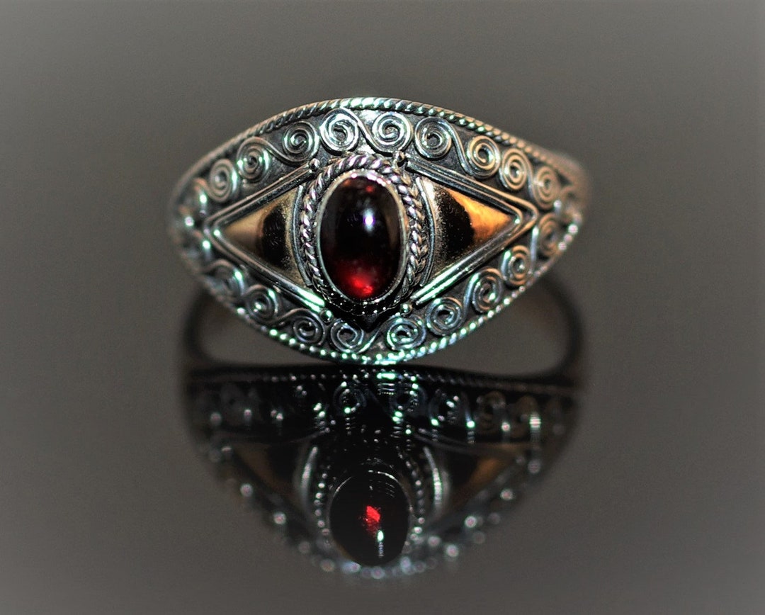 Noble Ring Made of Silver Gold and Garnet, Statement Ring, Garnet ...