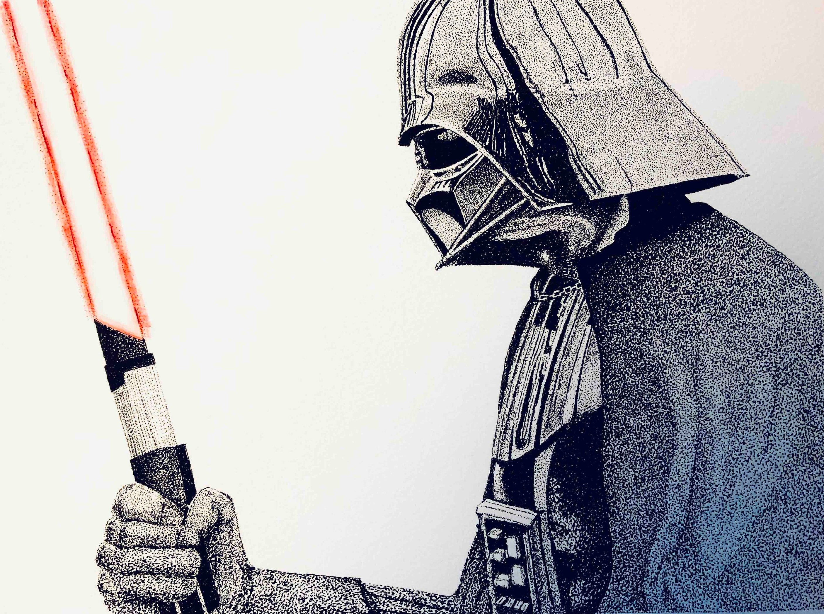 Star Wars Darth Vader Hand-watercolored Stipple Art Print | Etsy
