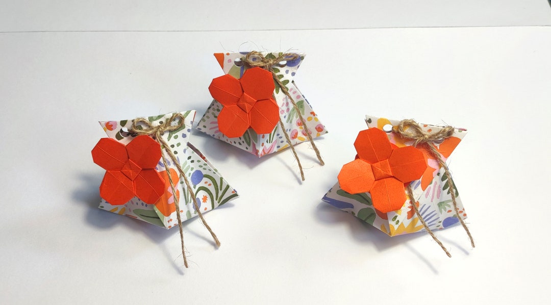 Set of Vintage Origami Wildflower Favor Boxes for Wedding Baptism Guest ...