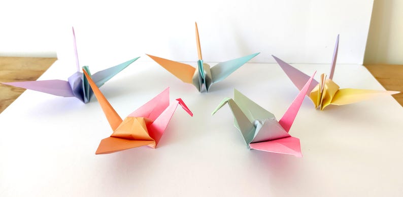 Set of Multicolored Origami Cranes in 2 Sizes to Choose From to ...