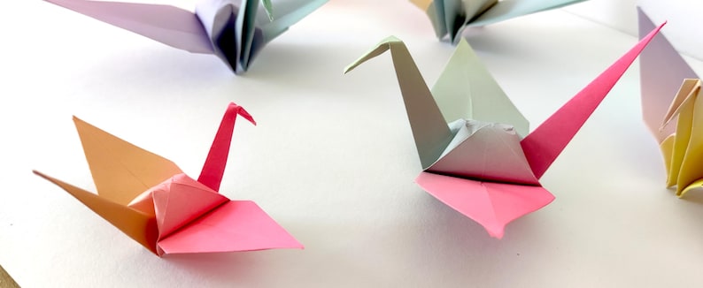 Set of Multicolored Origami Cranes in 2 Sizes to Choose From to ...