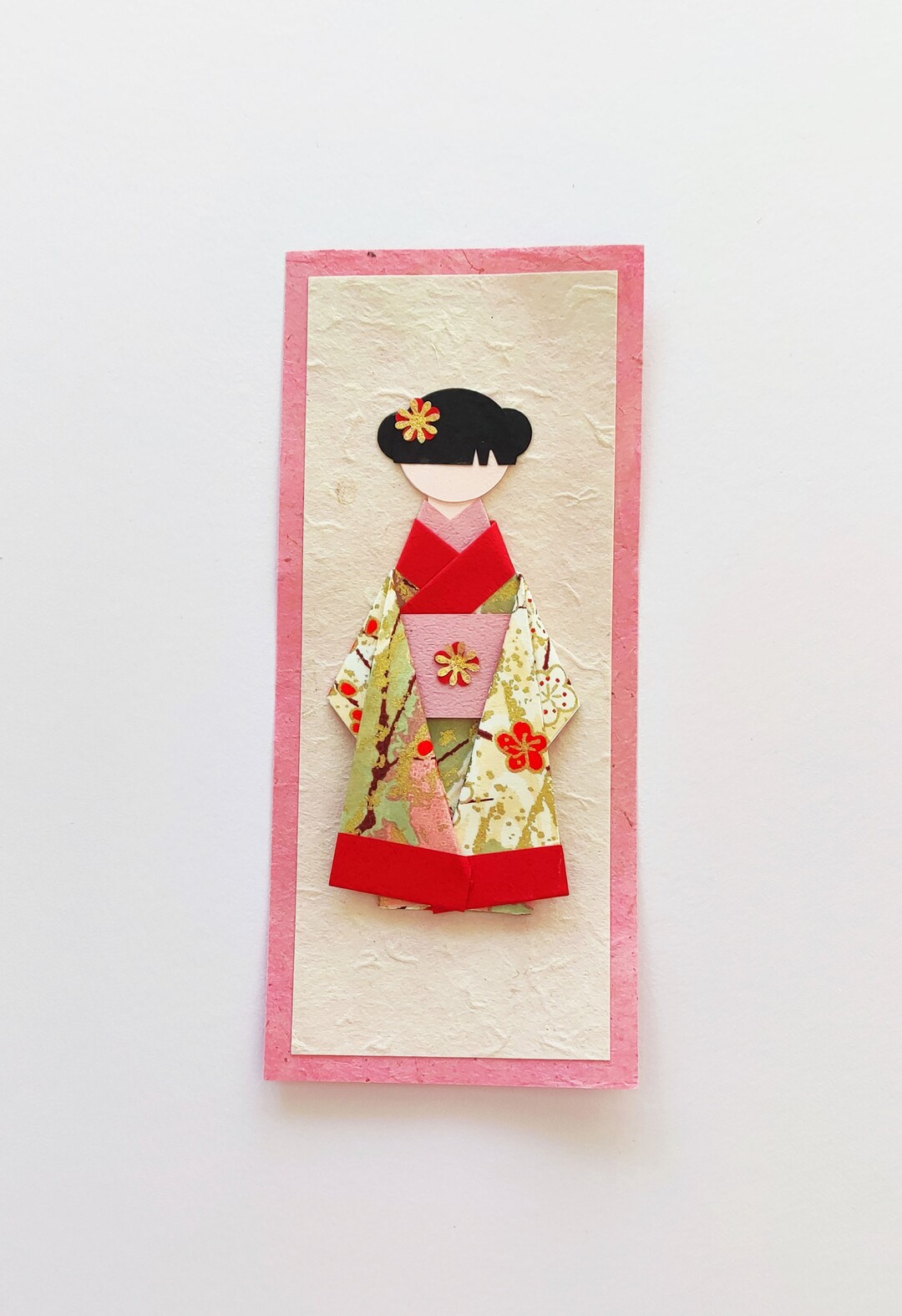Origami Geisha Bookmarks Japanese Red Sakura Flowers for Gift Book and ...