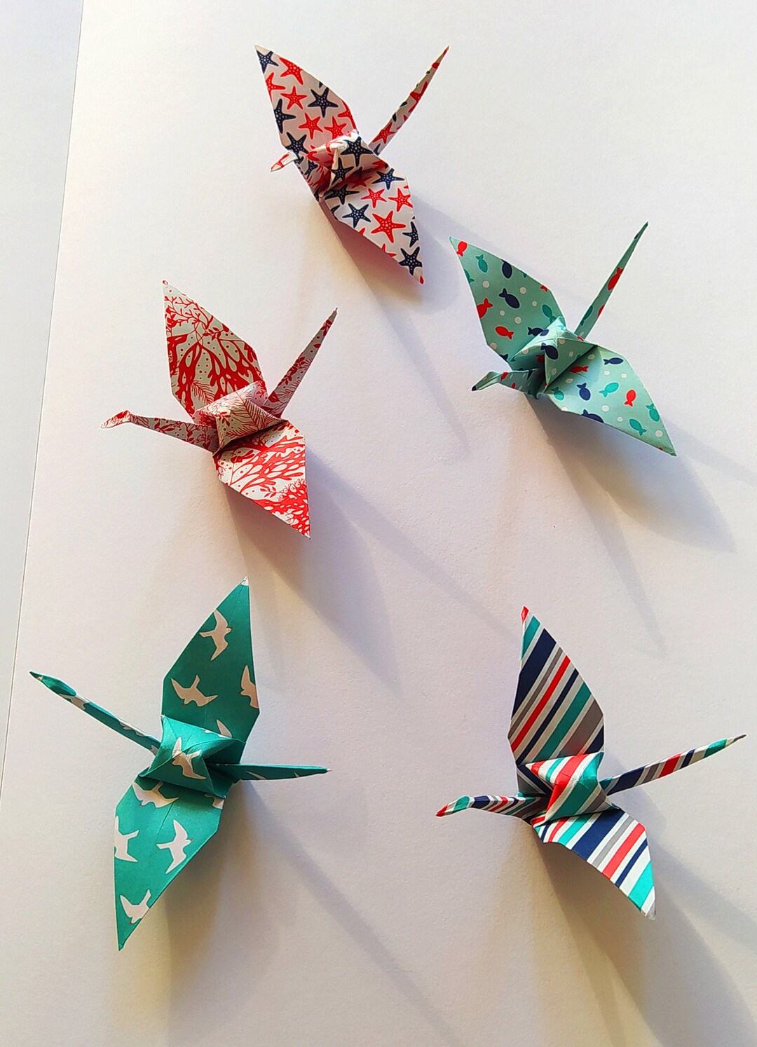 Set of 10 Traditional Marine-themed Origami Cranes to Personalize for ...