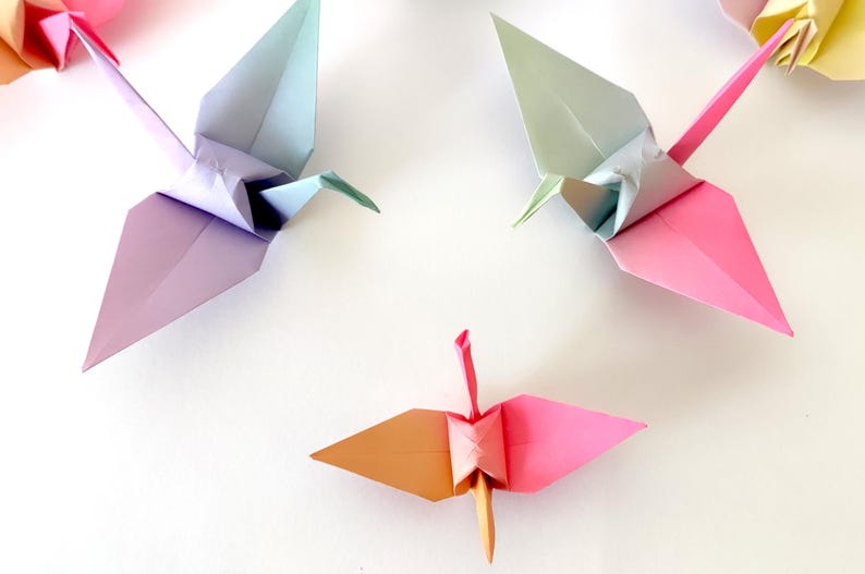 Set of Multicolored Origami Cranes in 2 Sizes to Choose From to ...