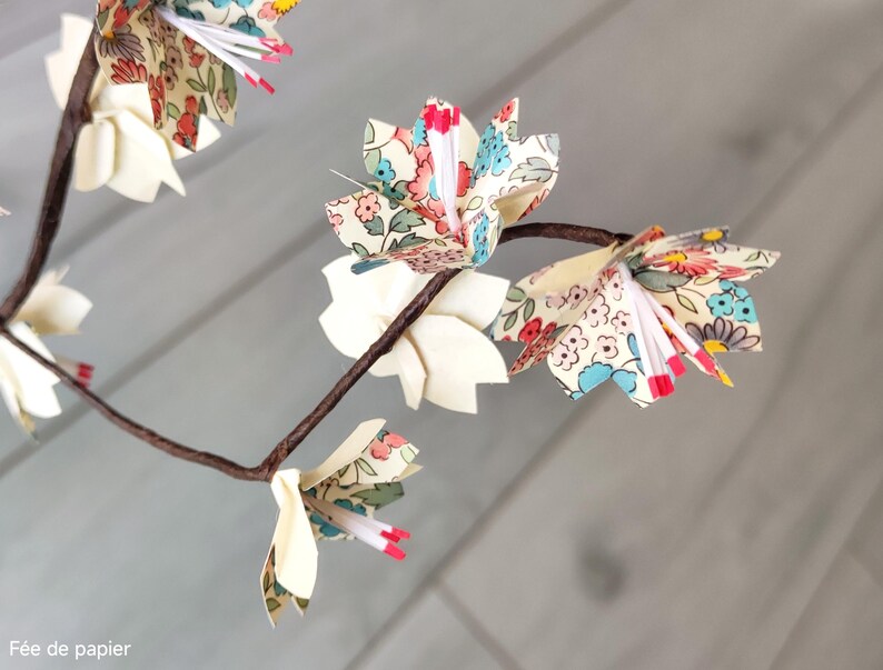 Duo of Japanese Cherry Blossom Branches in Red and Blue Liberty Print ...
