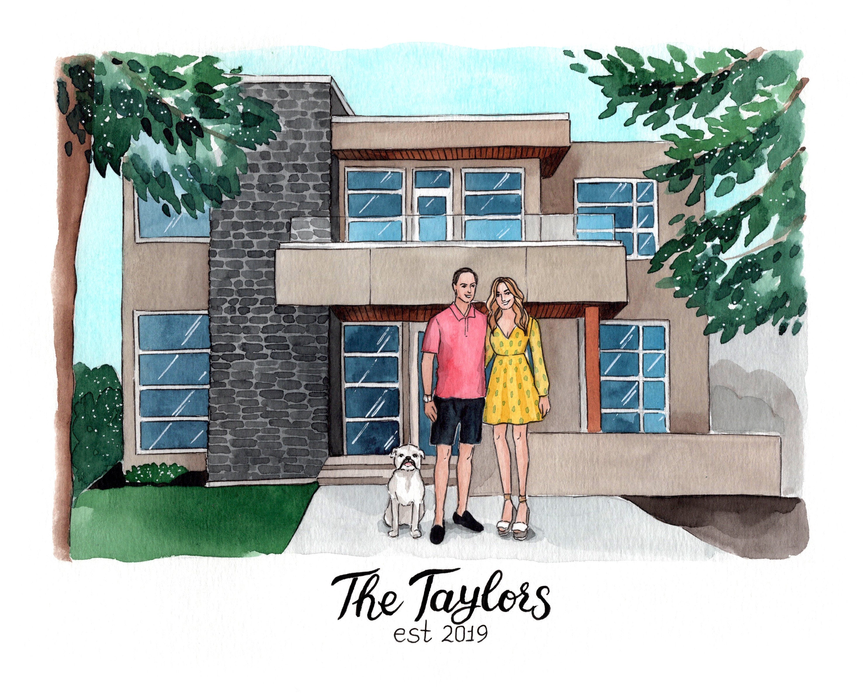 DIGITAL VERSION of house drawing. Big Family House Portrait. | Etsy