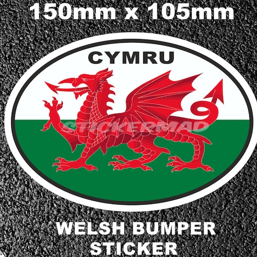 Welsh Dragon Wales Oval Flag Car Bumper ID Sticker Wales / - Etsy
