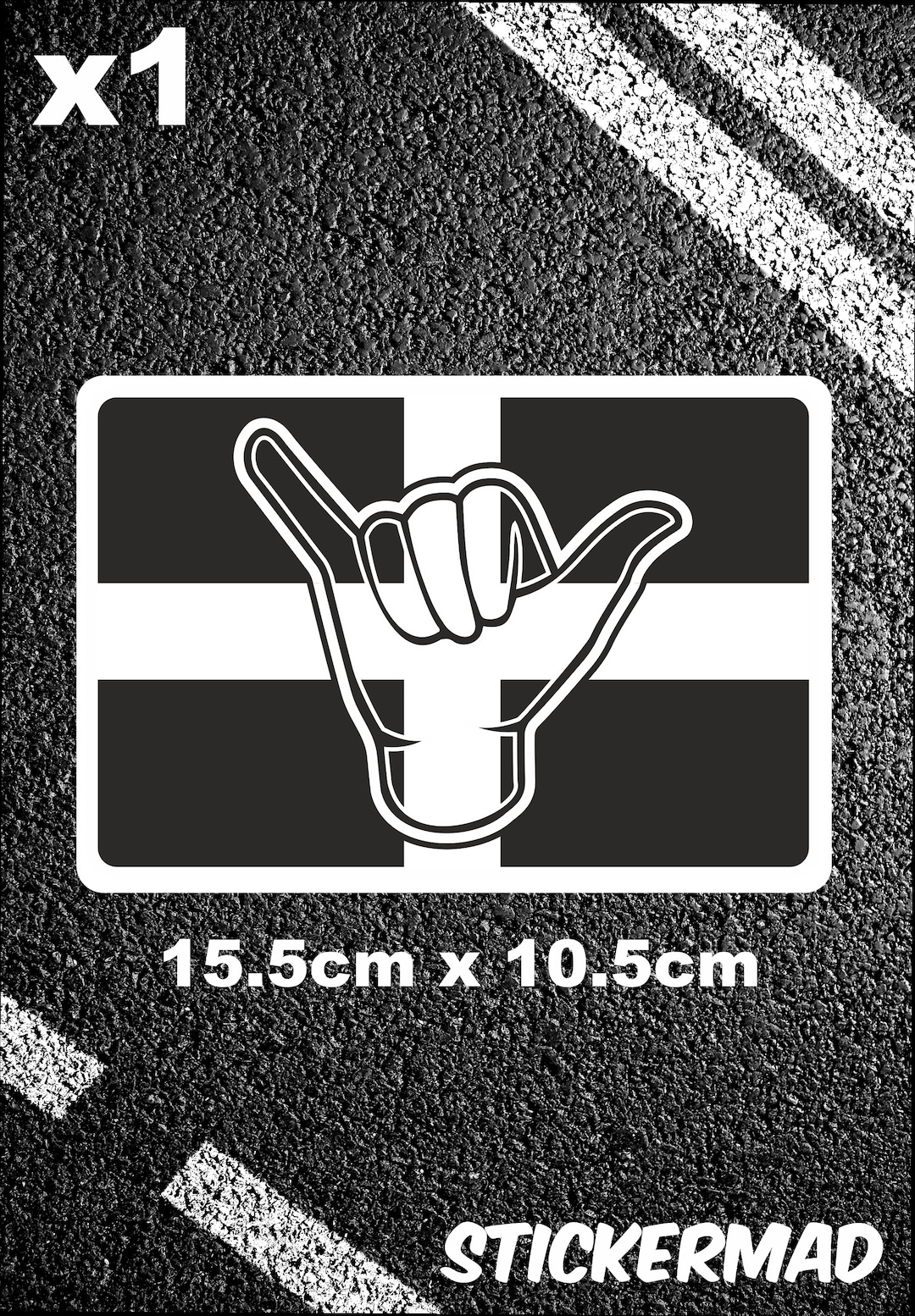 Cornwall Oblong Skaka Hang Ten St Piran Car Bumper Sticker Decal Kernow ...