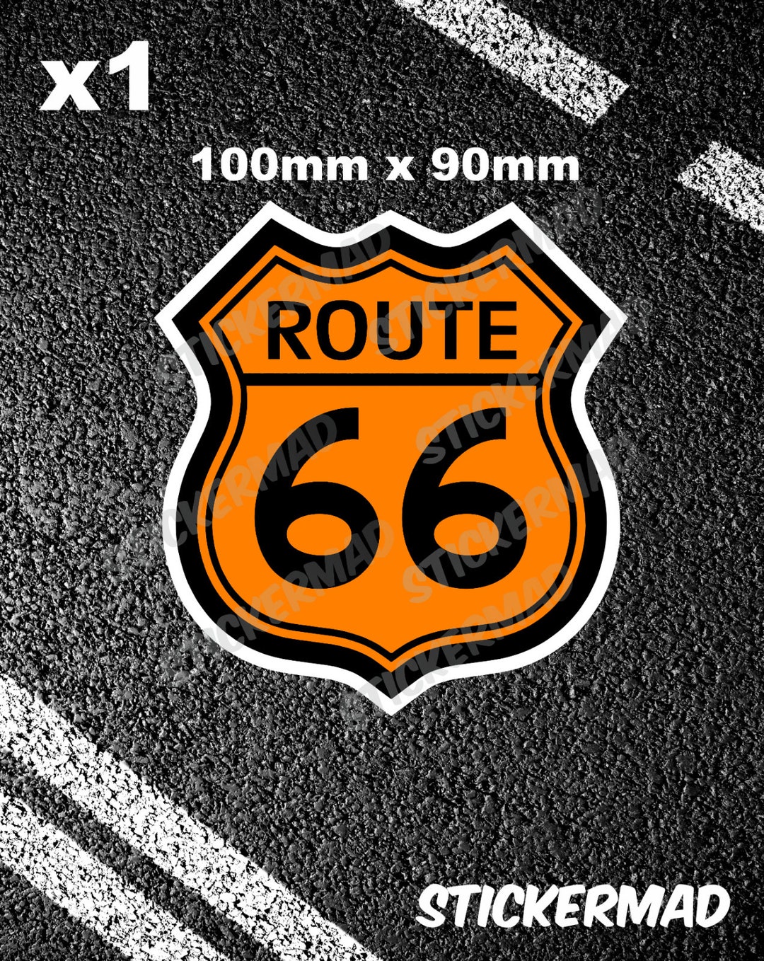 ROUTE 66 Sticker V8 American Highway Muscle Car Road, Get Your Kicks on ...