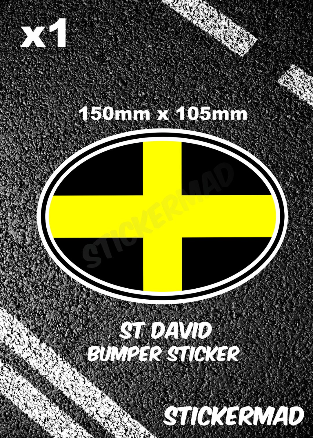 St David Oval Flag Car Bumper ID Sticker Wales / Welsh Caravan ...