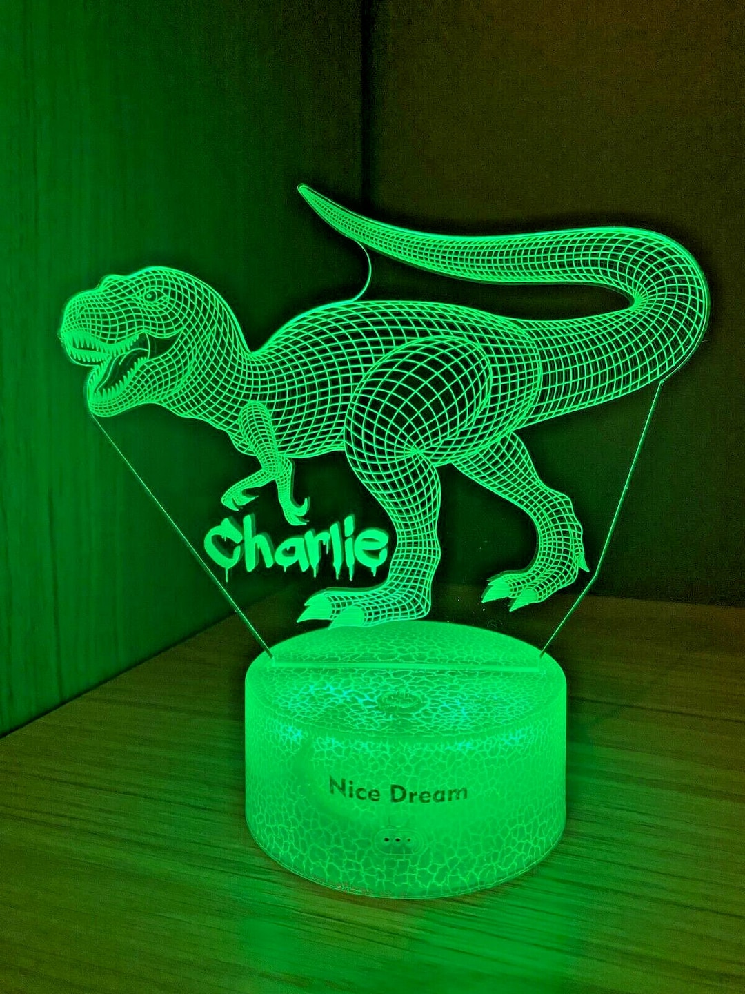 Personalised Dinosaur Lights LED Night Light With Remote Control T Rex ...
