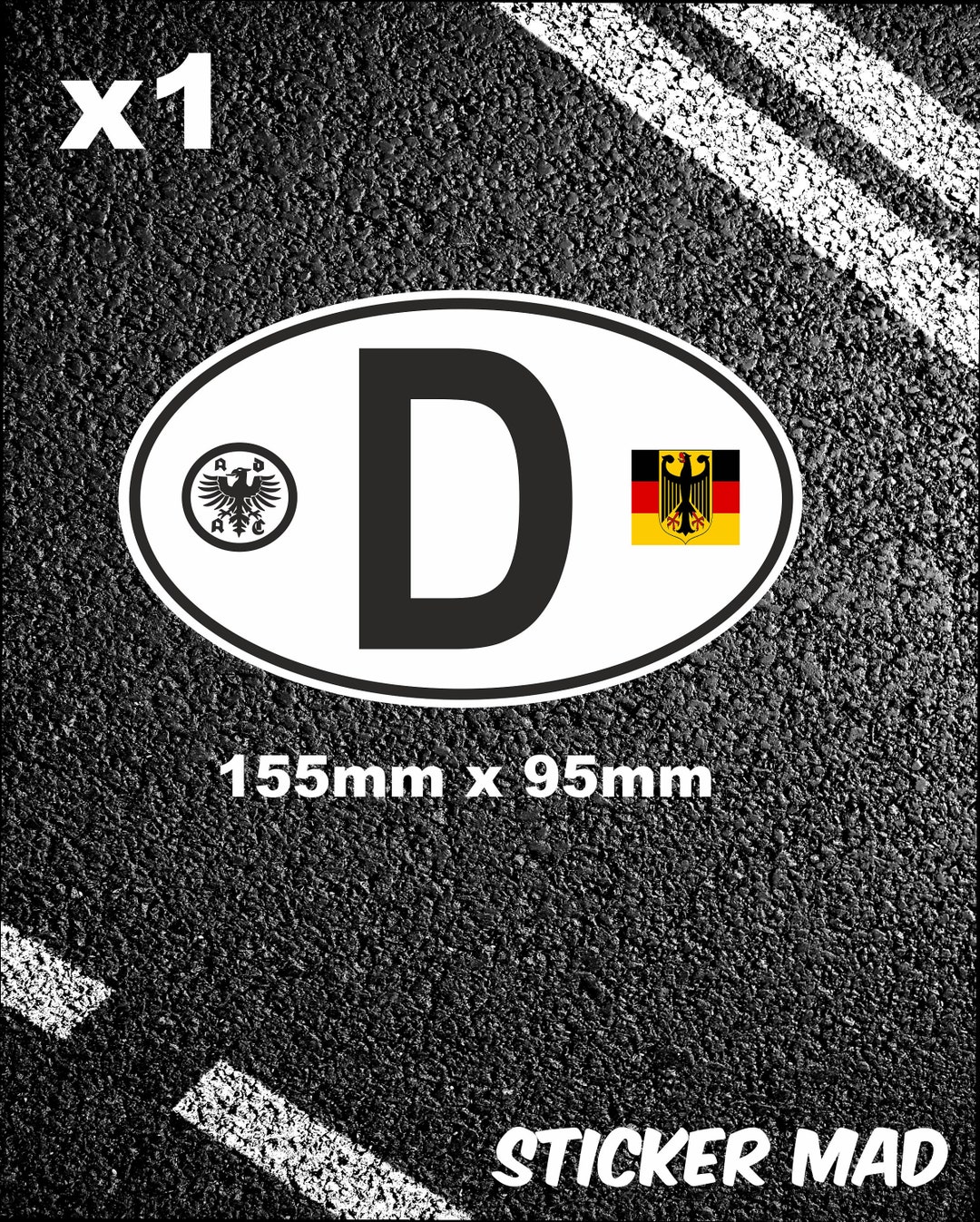 D DEUTSCHLAND Oval Bumper ID Adac Sticker 6'' Car / Van / Lorry / - Etsy