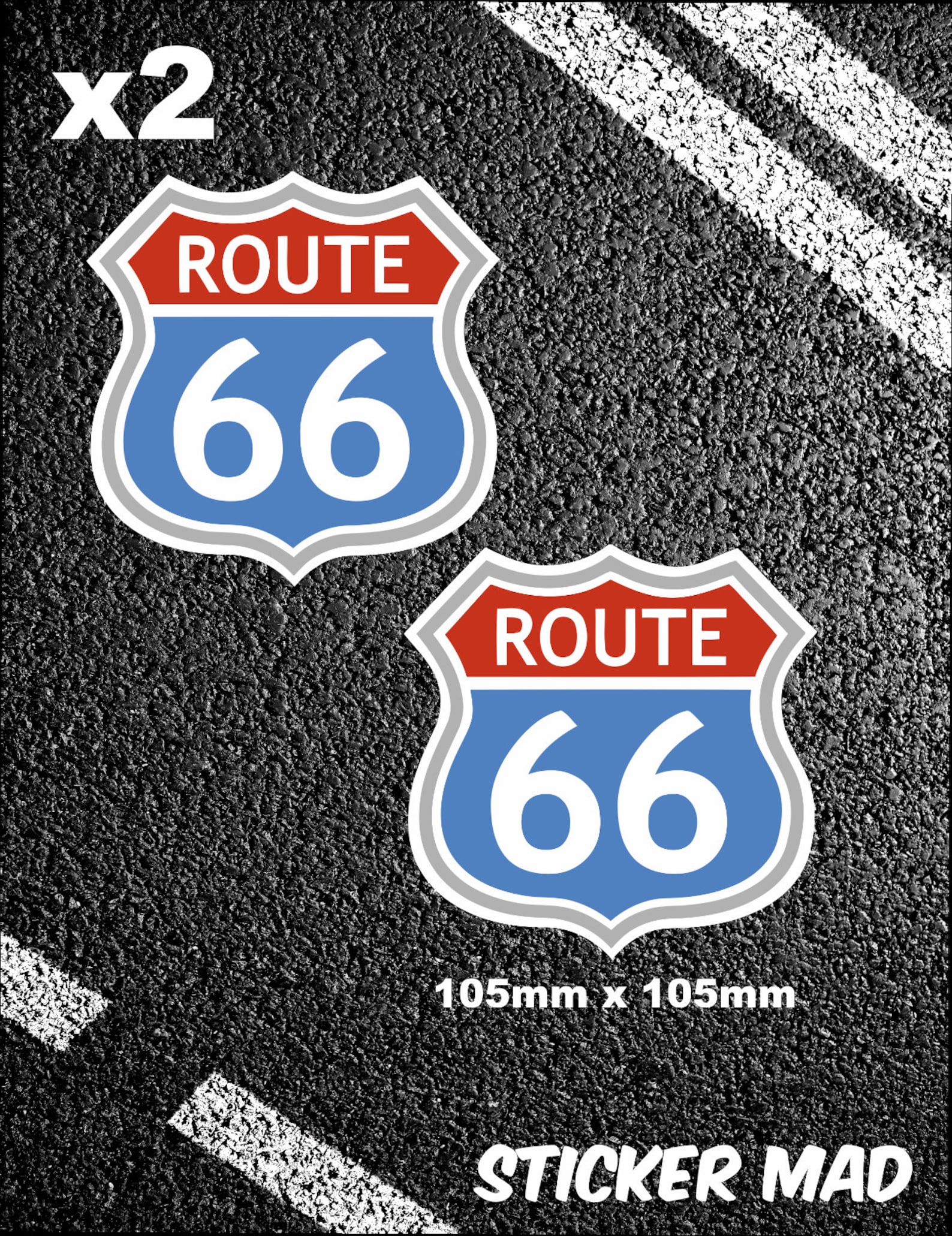 ROUTE 66 Stickers V8 American Highway Muscle Car Road American Dream ...