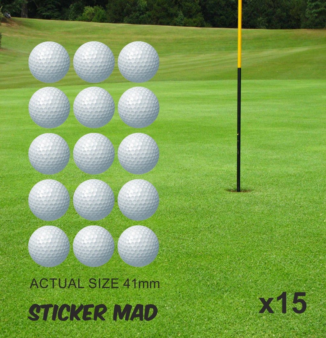 Golf Ball Sticker Set Actual Size 41mm Gloss Vinyl ( HIGH QUALITY ) X15 ...