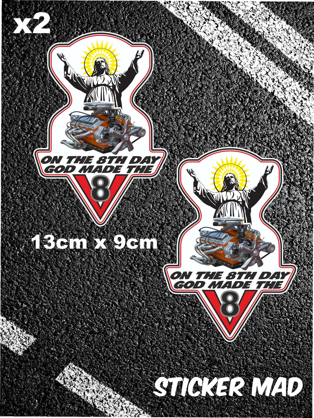 V8 X2 Stickers V8 Highway Muscle Car USA Funny Decal God - Etsy