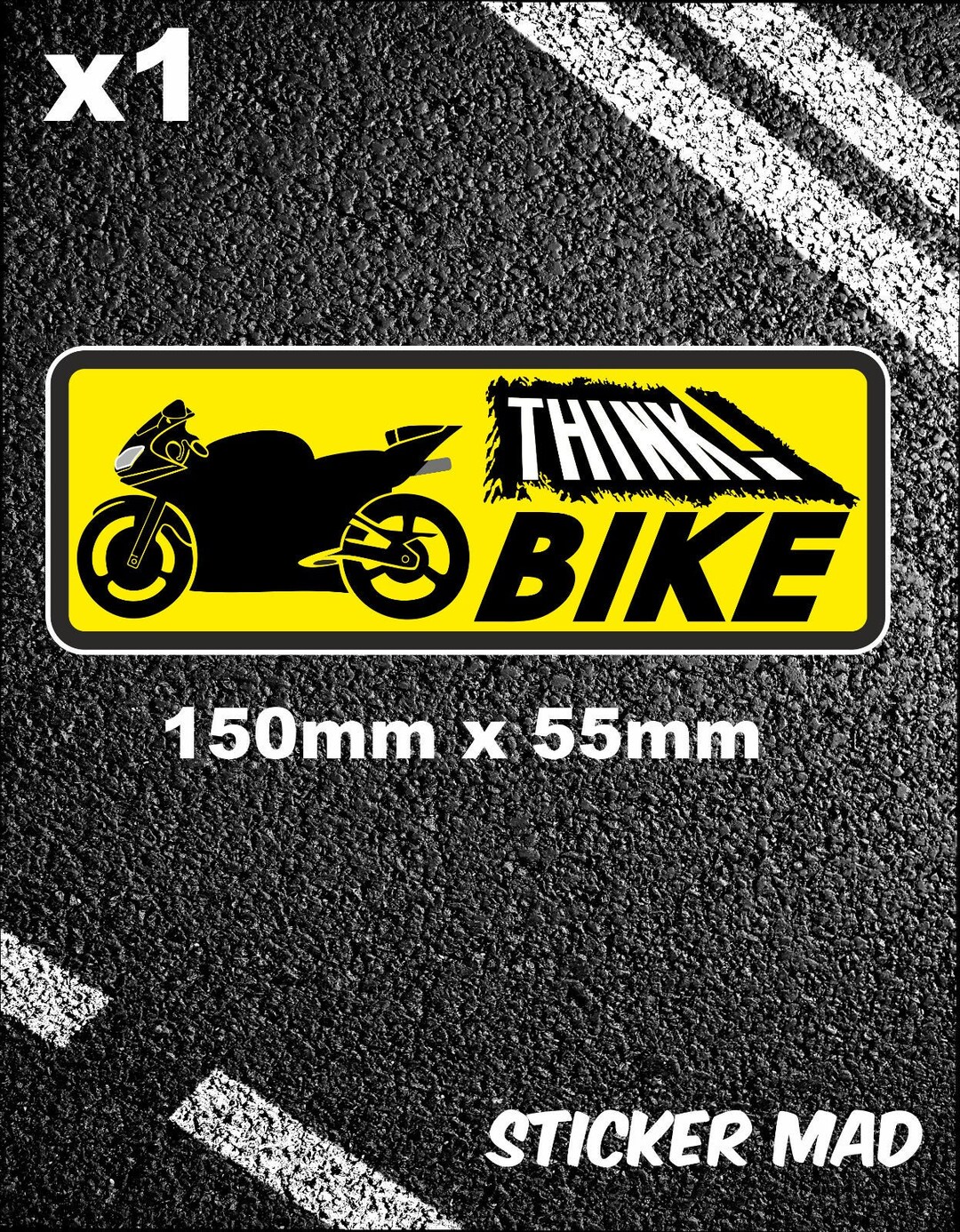 Think Bike Sticker 150mm X 55mm Super Bike Warning Sticker Information ...
