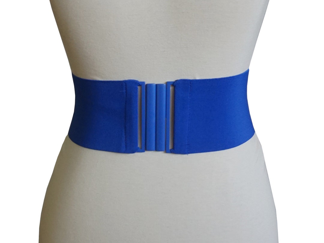 Cobalt Blue Wide Stretch Elastic Belt Metal Clasp - Etsy UK