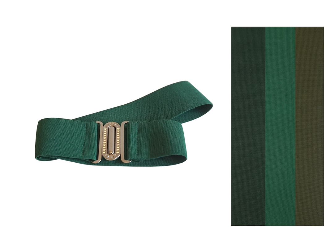 Green , Elastic, Stretch Belt, Metal Clasp - Etsy