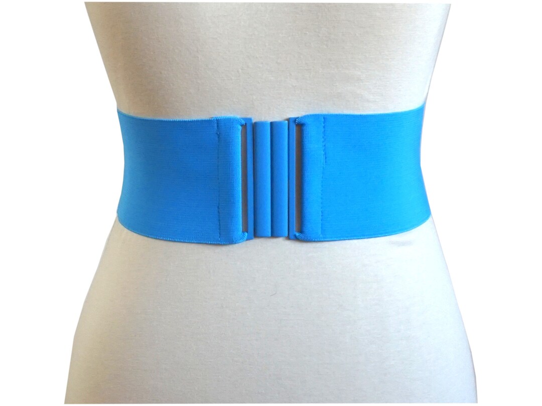 Blue Wide Stretch Elastic Belt Metal Clasp - Etsy