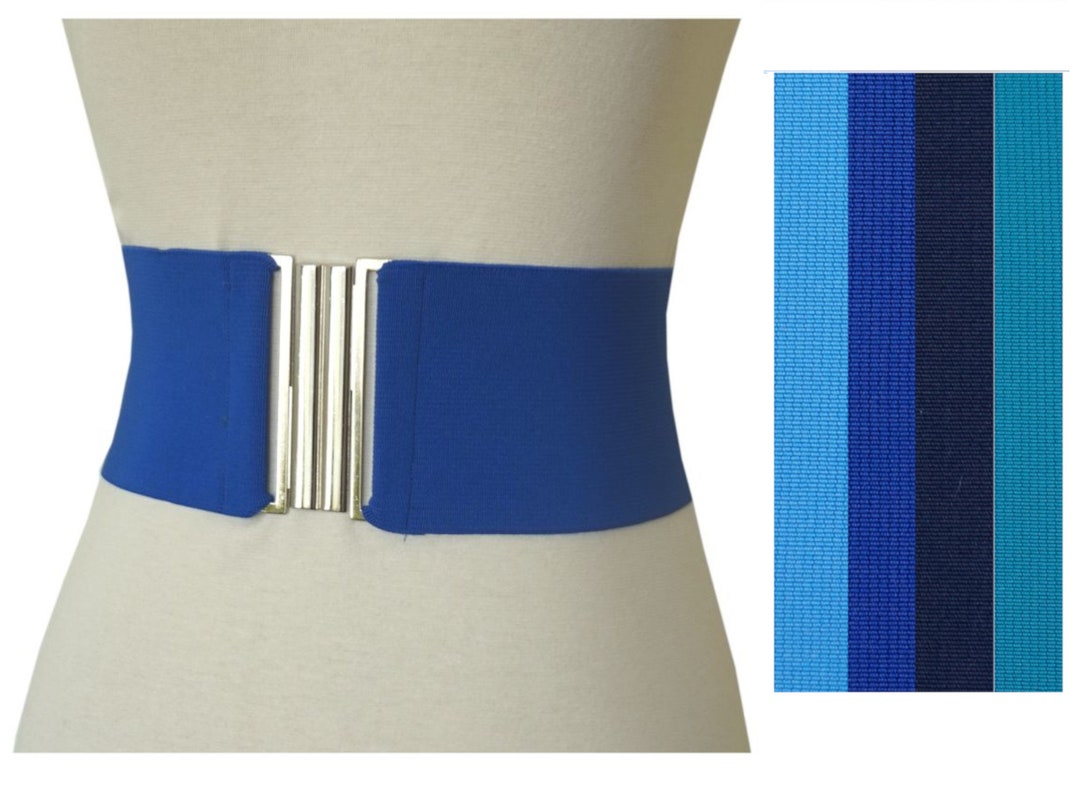 Blue Wide Elastic Stretch Belt - Etsy