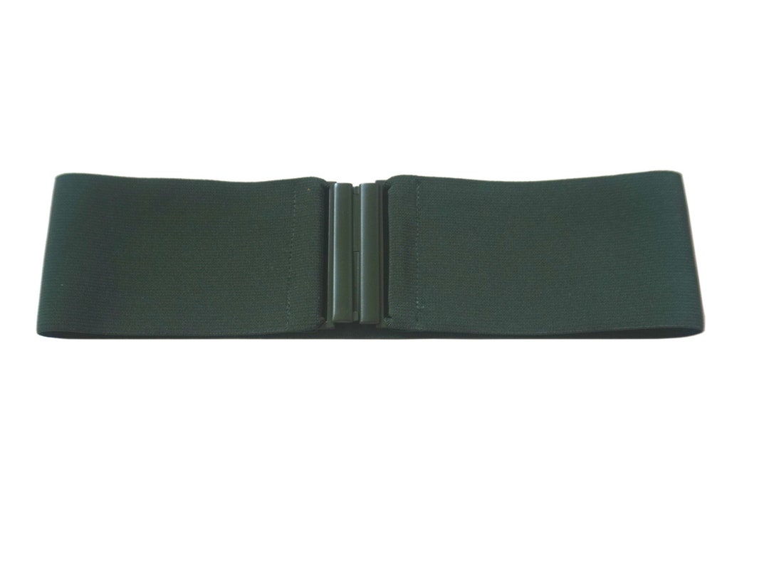 Dark Green Wide Stretch Elastic Belt Green Metal Clasp - Etsy