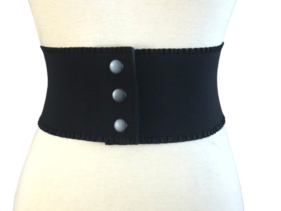 Wide, Black ,elastic ,stretch Belt With Frill, Snap Corset - 10cm - Etsy