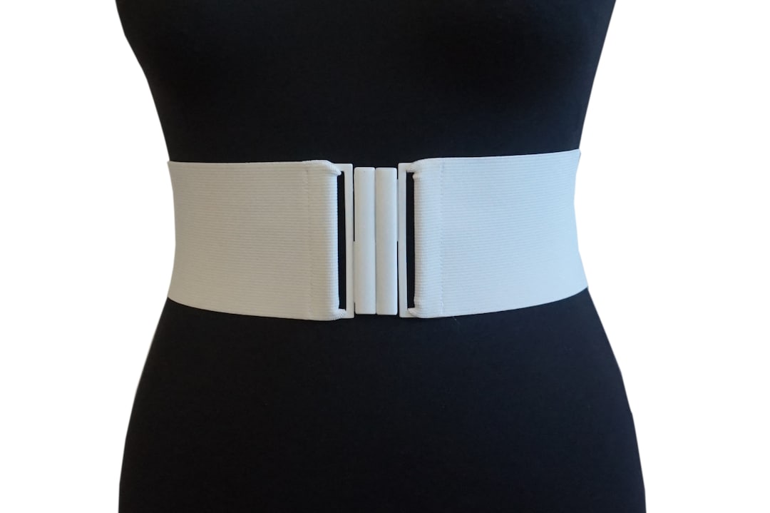 White Wide Stretch Elastic Belt White Buckle Clasp - Etsy